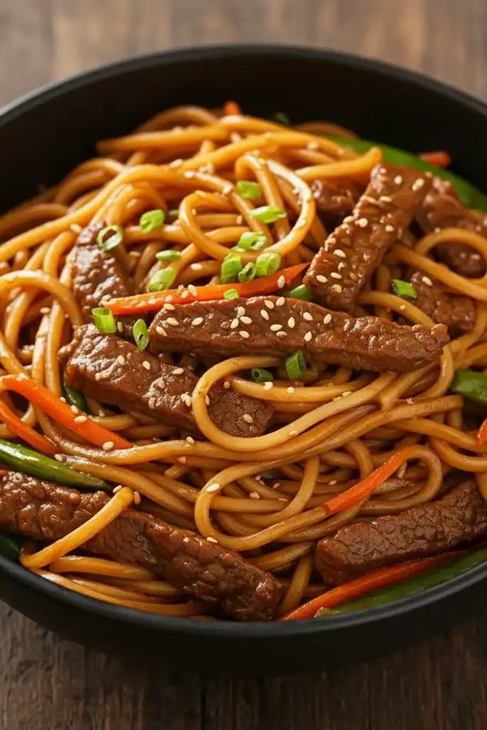 Homemade Beef Lo Mein Noodles Stir Fry - Recipestang